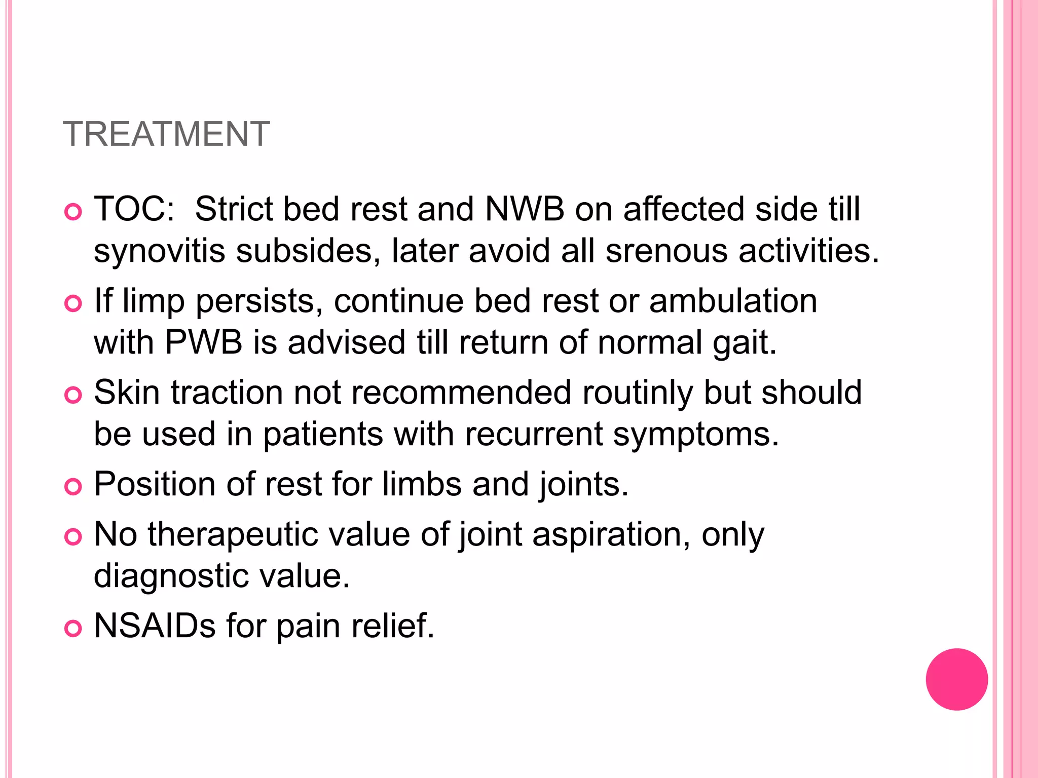 Transient synovitis of the hip | PPTX