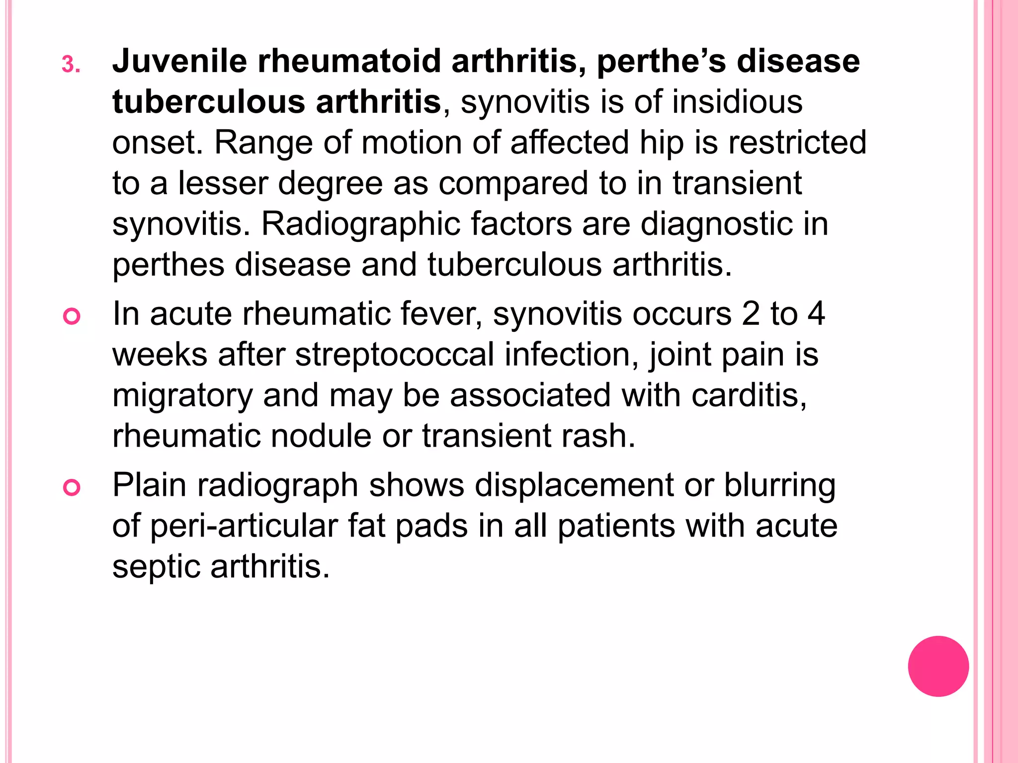Transient synovitis of the hip | PPTX