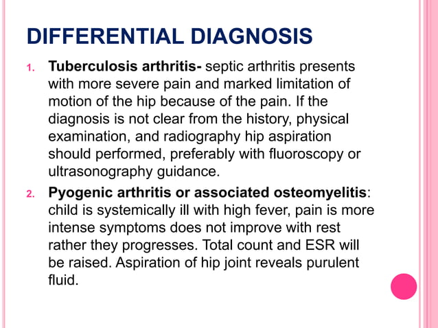 Transient synovitis of the hip | PPTX | Bone and Joint Conditions ...