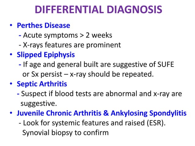 Transient Synovitis | PPTX | Bone and Joint Conditions | Diseases and ...