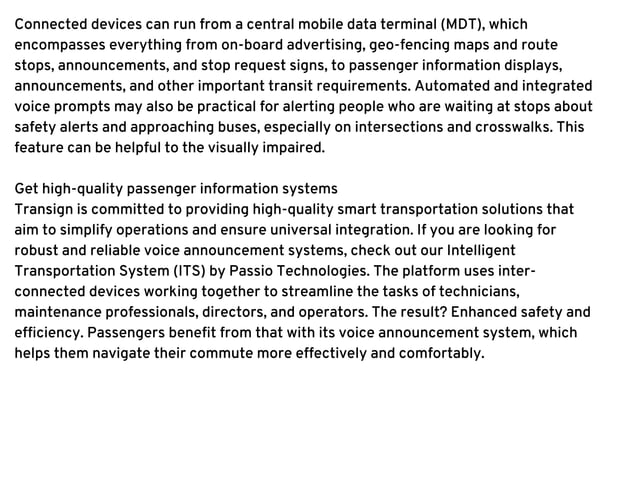 Transign voice announcement system | PPT | Free Download