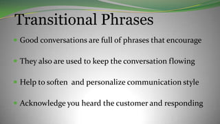 Transistional phrases and communication style | PPTX