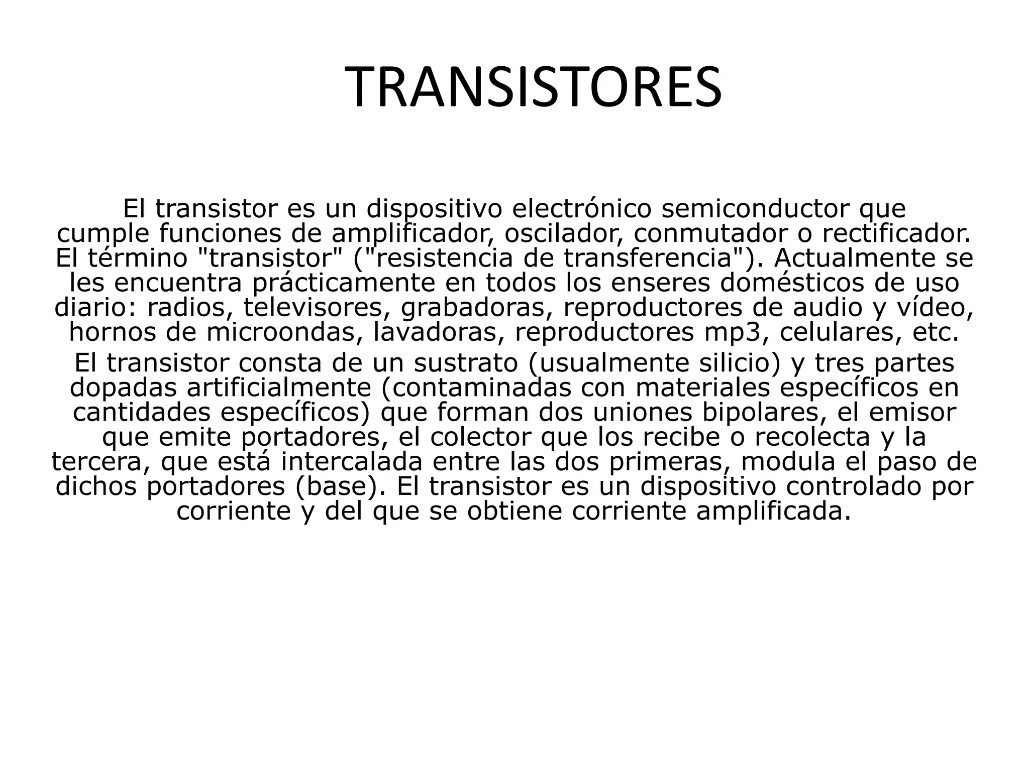 Transistores tipos caracteristicas | PPT