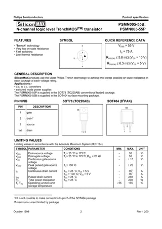 Transistor mosfet to220 - psmn005 | PDF