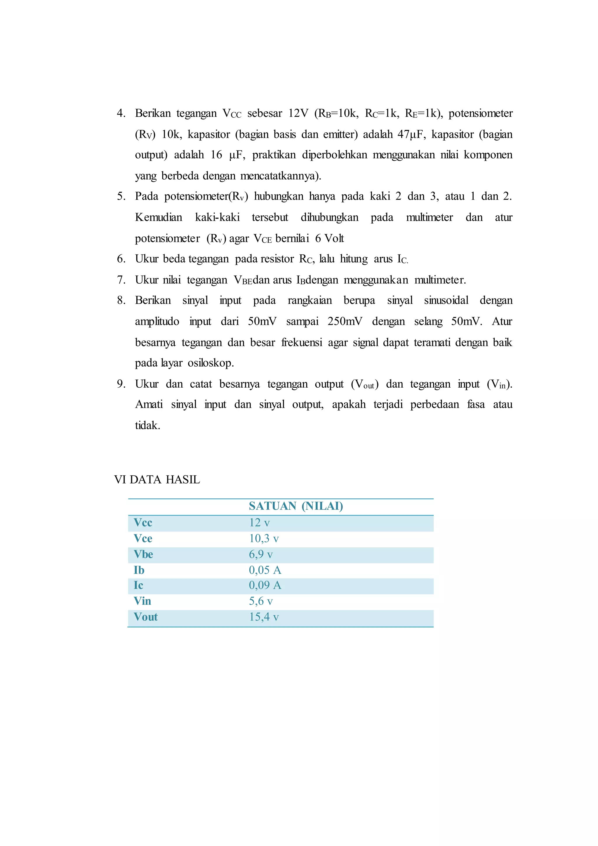 Transistor sebagai penguat | DOCX