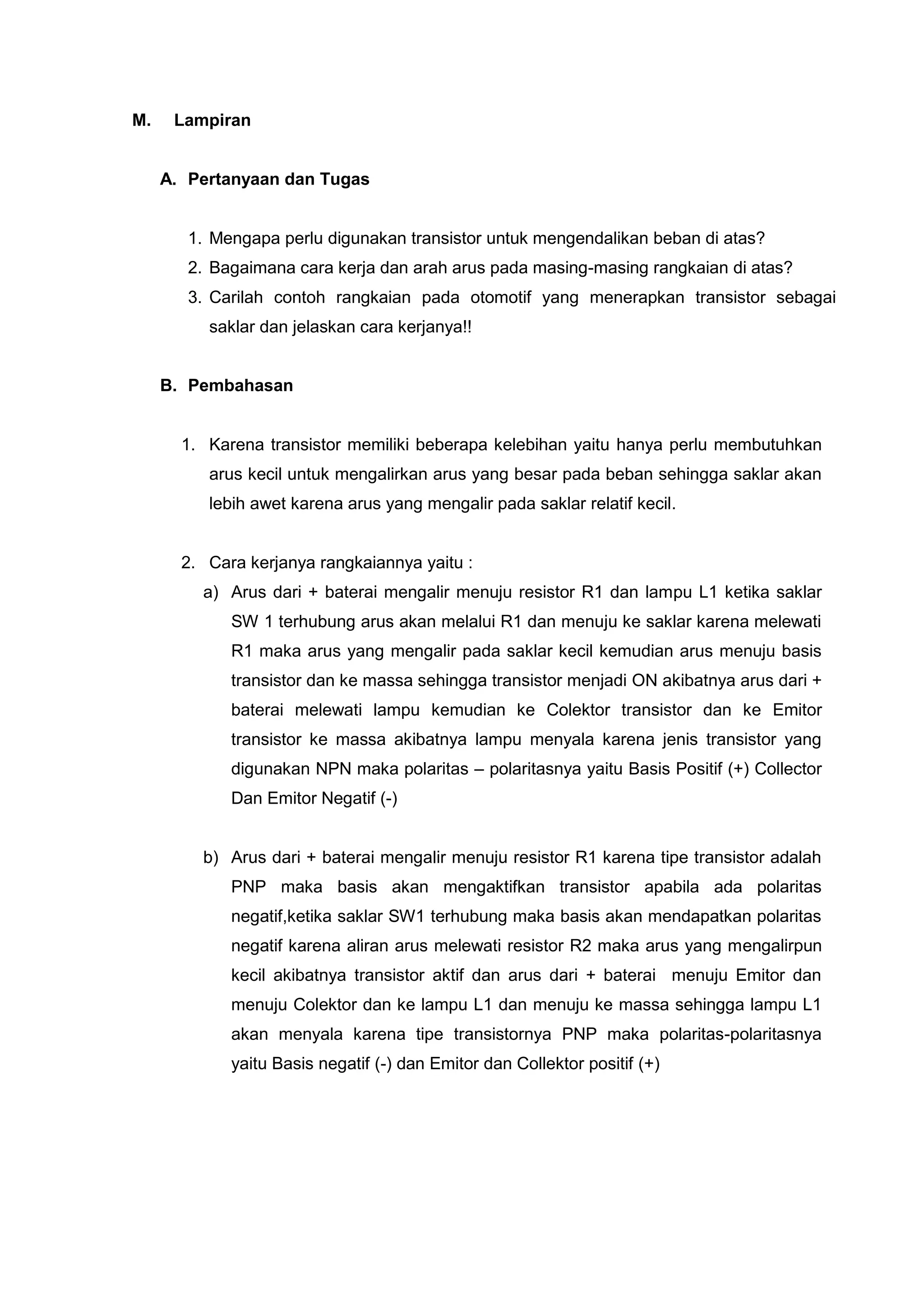 Transistor sebagai saklar a’lim abror c2 | DOCX