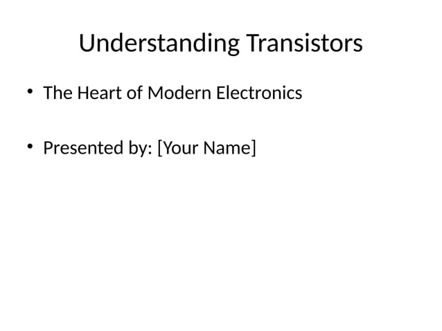 Bipolar Junction Transistors Presentation Pptx