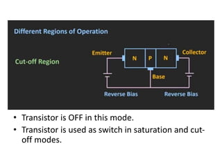 Transistor working is shown here u can use it thank you | PPTX