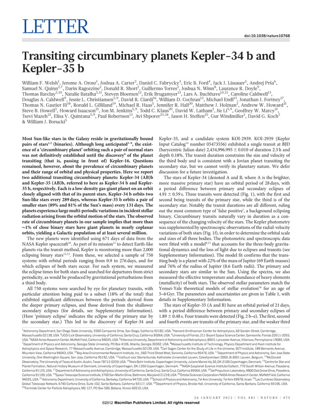 Transiting circumbinary planets_kepler-34b_and_35b | PDF