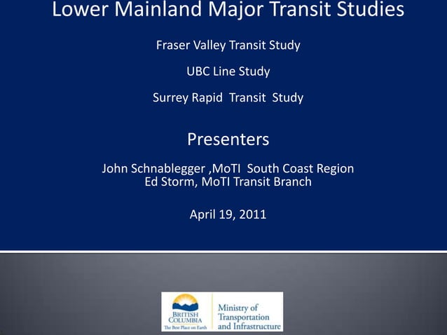 BC Ministry of Transportation Transit Presentation | PPTX | Rail Travel ...