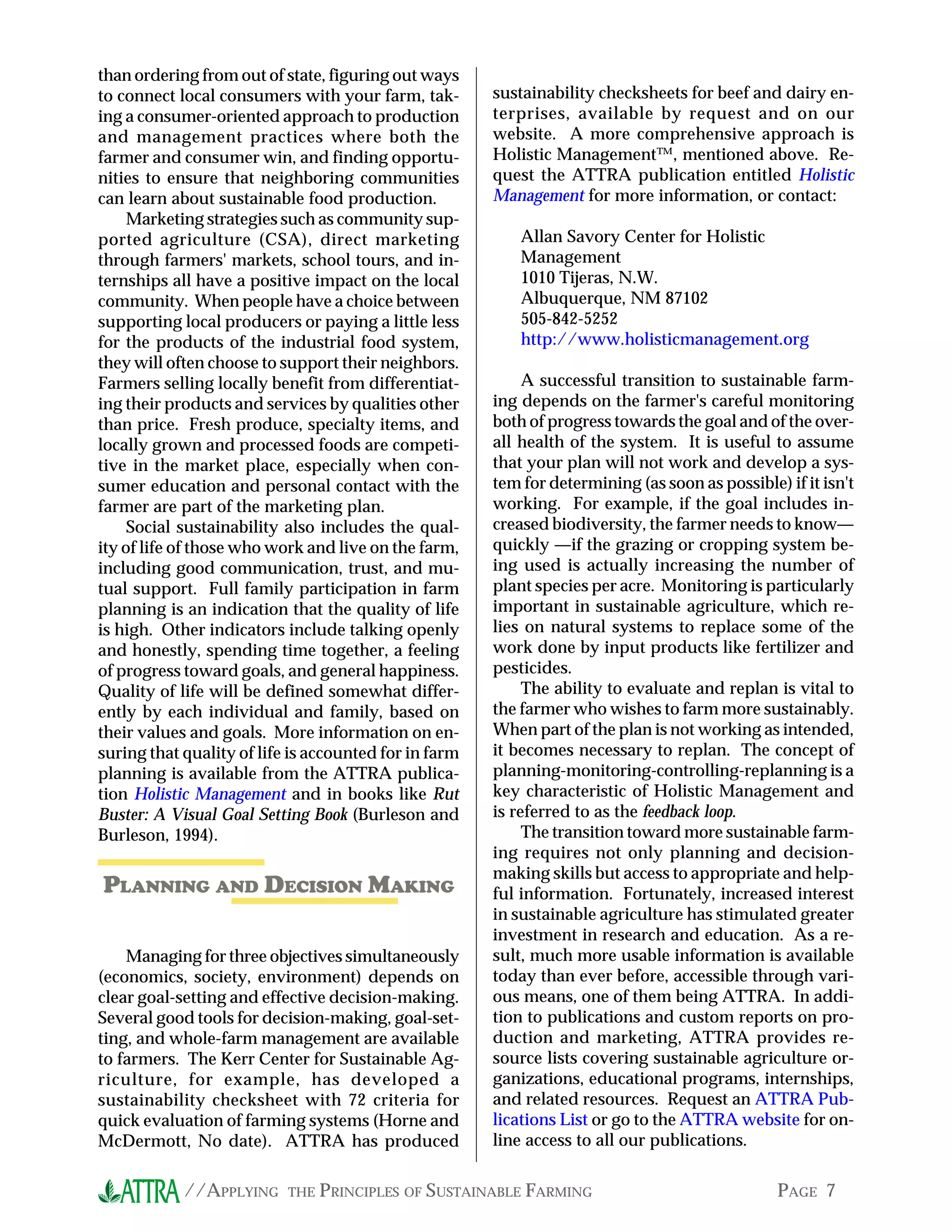 Applying the Principles of Sustainable Farming | PDF