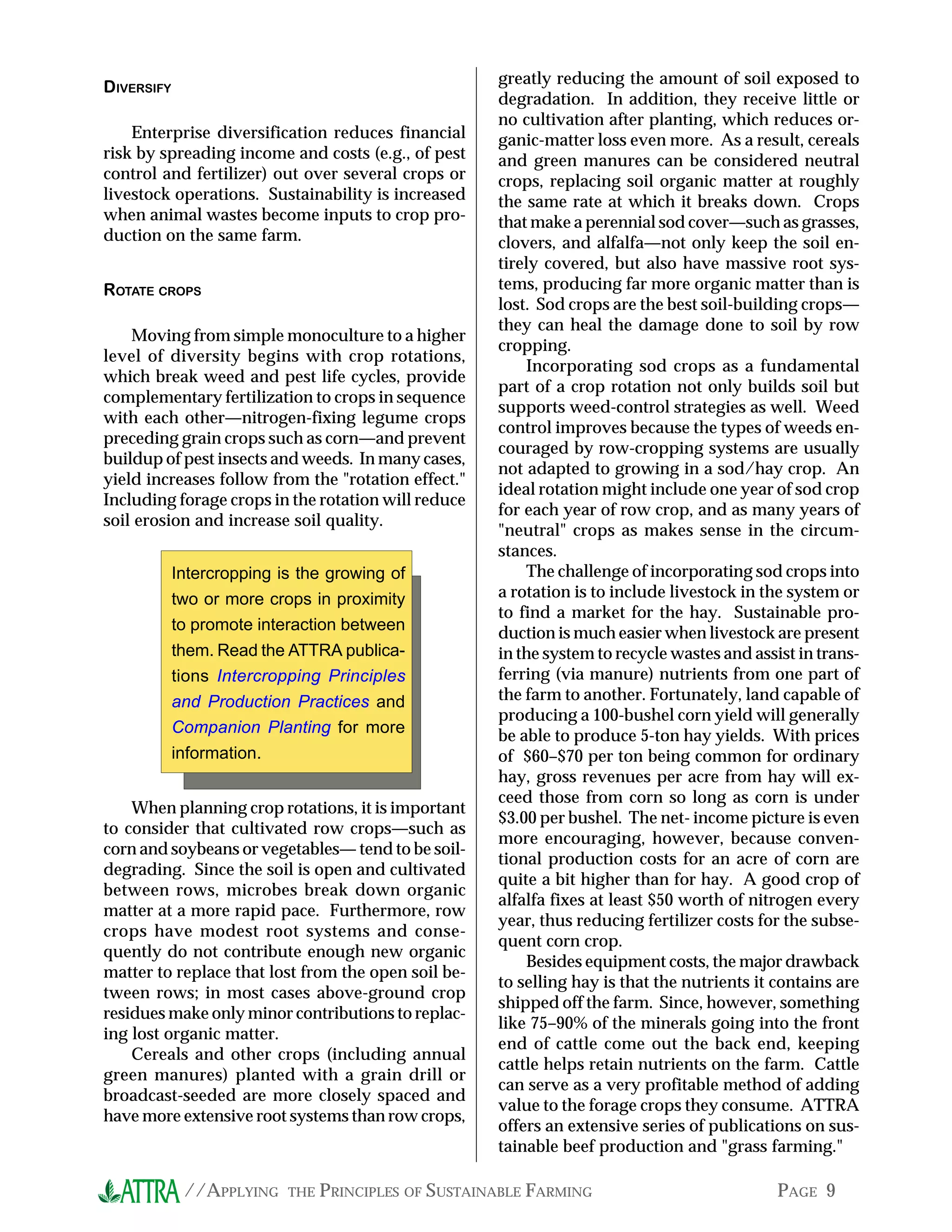 Applying the Principles of Sustainable Farming | PDF