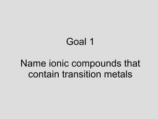 Transition And Polyatomic Ions 2008 | PPT