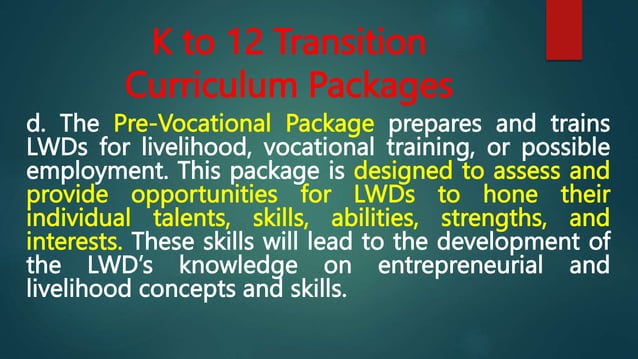 Transition-Curriculum-Packages.pptx | Career Planning | Careers