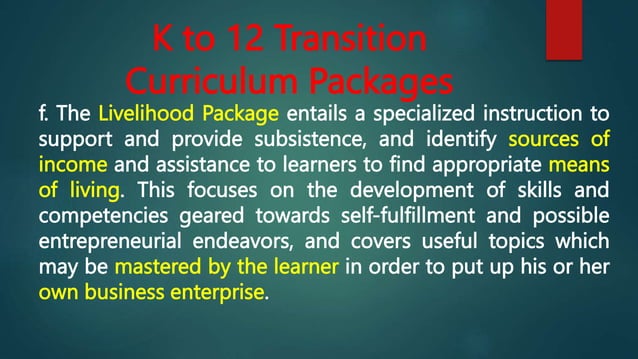 Transition-Curriculum-Packages.pptx | Career Planning | Careers