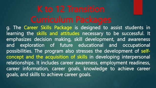 Transition-Curriculum-Packages.pptx | Career Planning | Careers