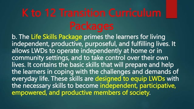 Transition-Curriculum-Packages.pptx | Career Planning | Careers