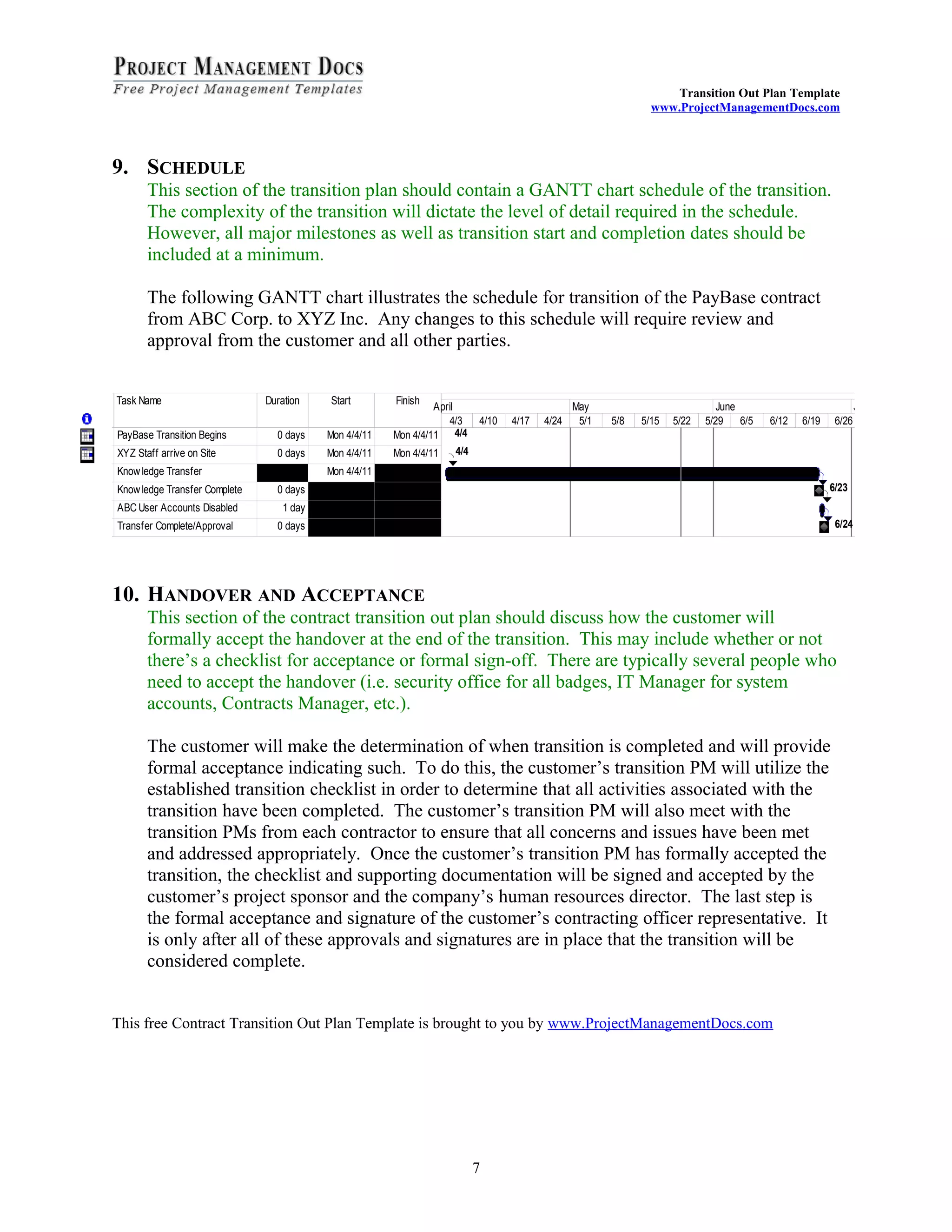 Transition out-plan | DOC