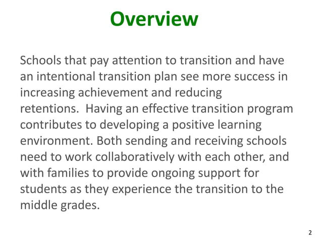 Transition to Middle school | PPTX