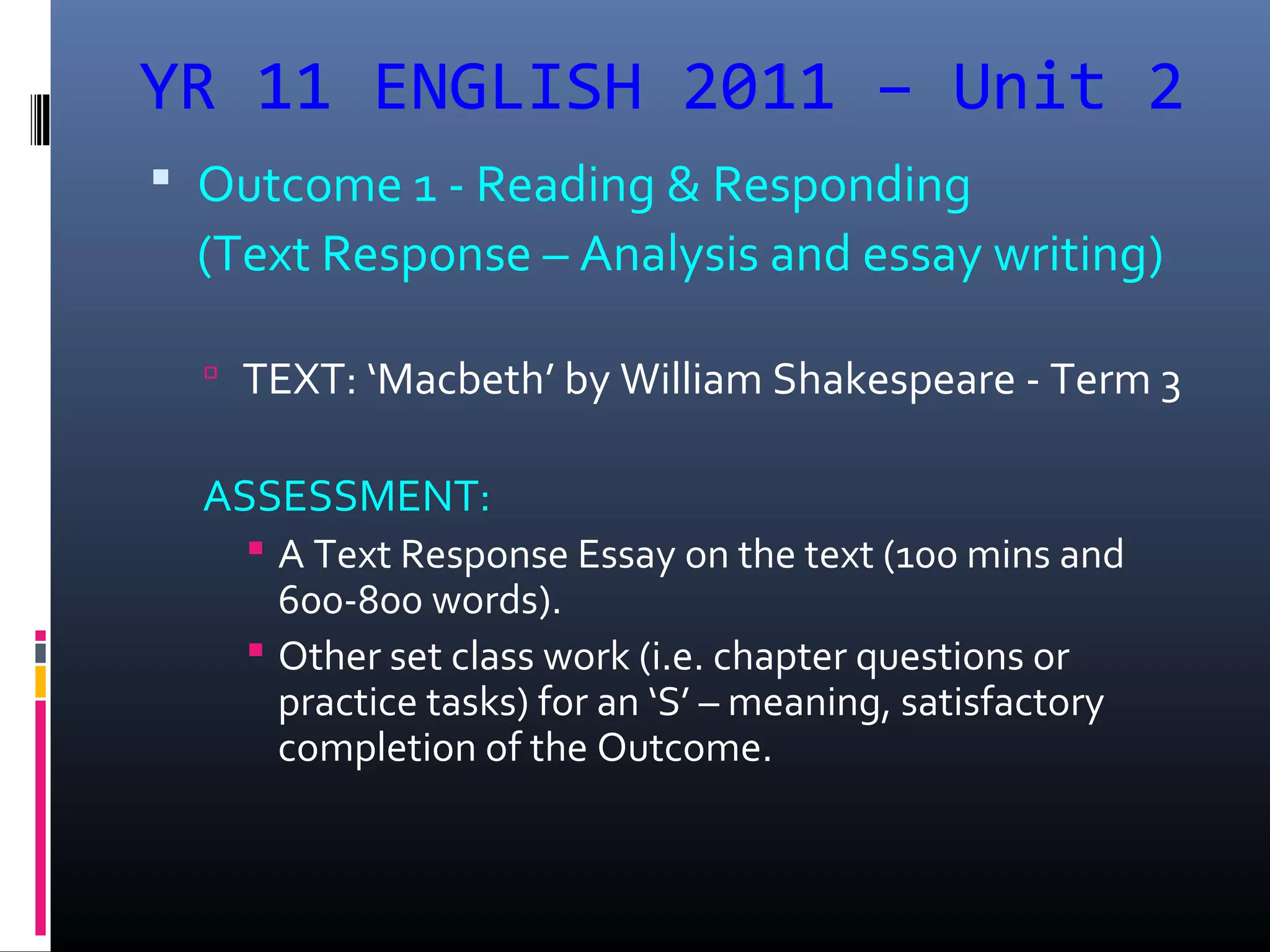 2010 Year 10 to 11 English Transition | PPT