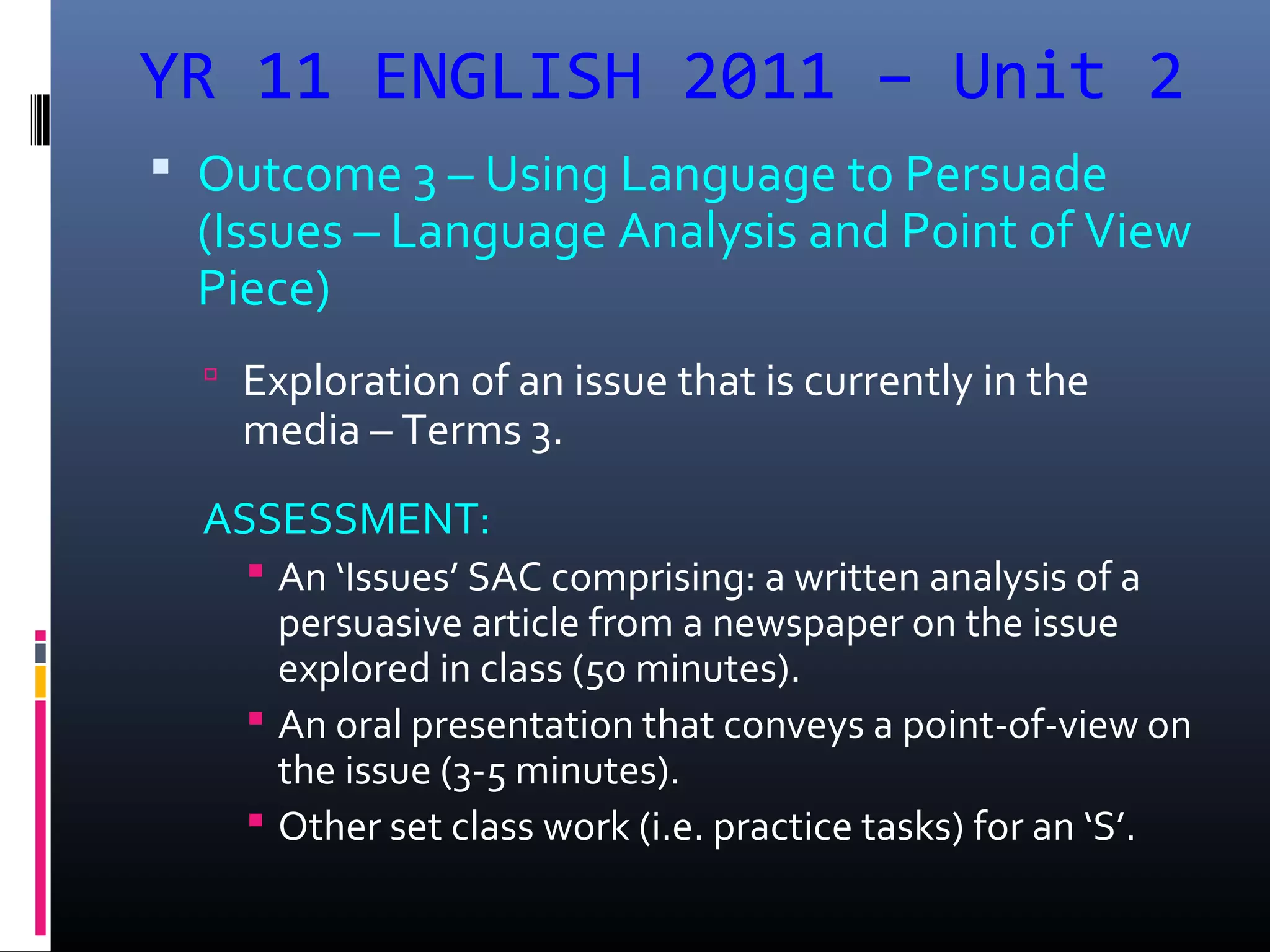 2010 Year 10 to 11 English Transition | PPT