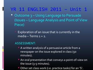 2010 Year 10 to 11 English Transition | PPT