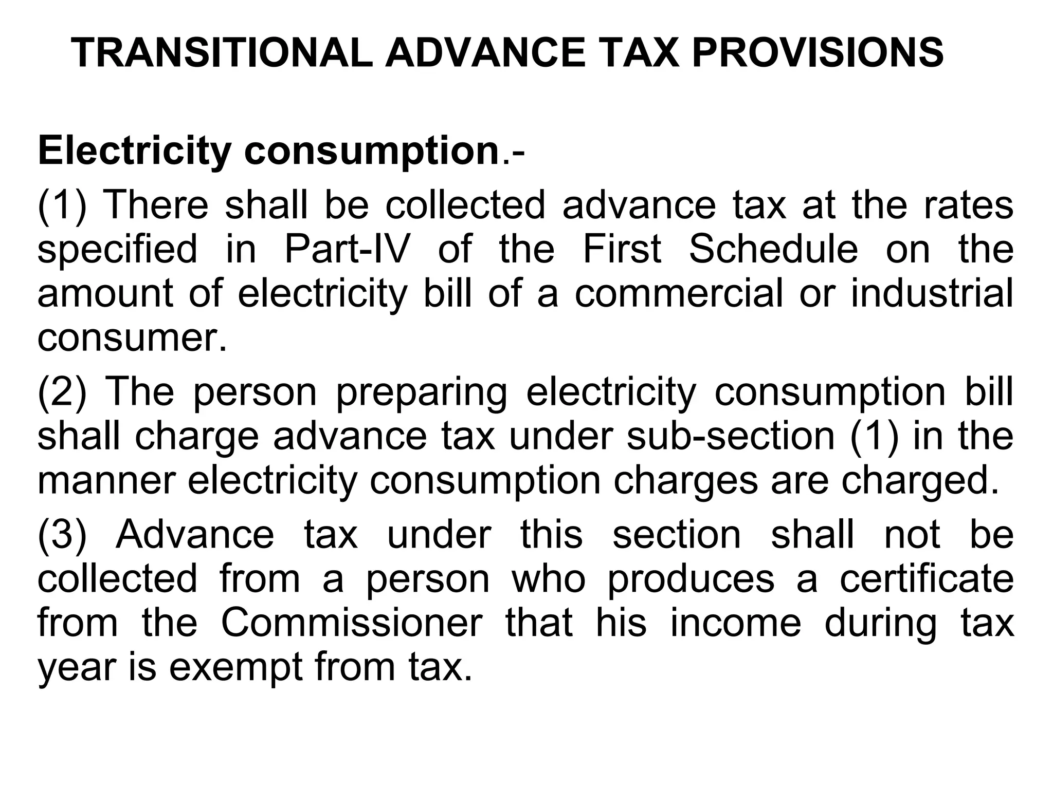 Transitional advance tax provisions | PPT
