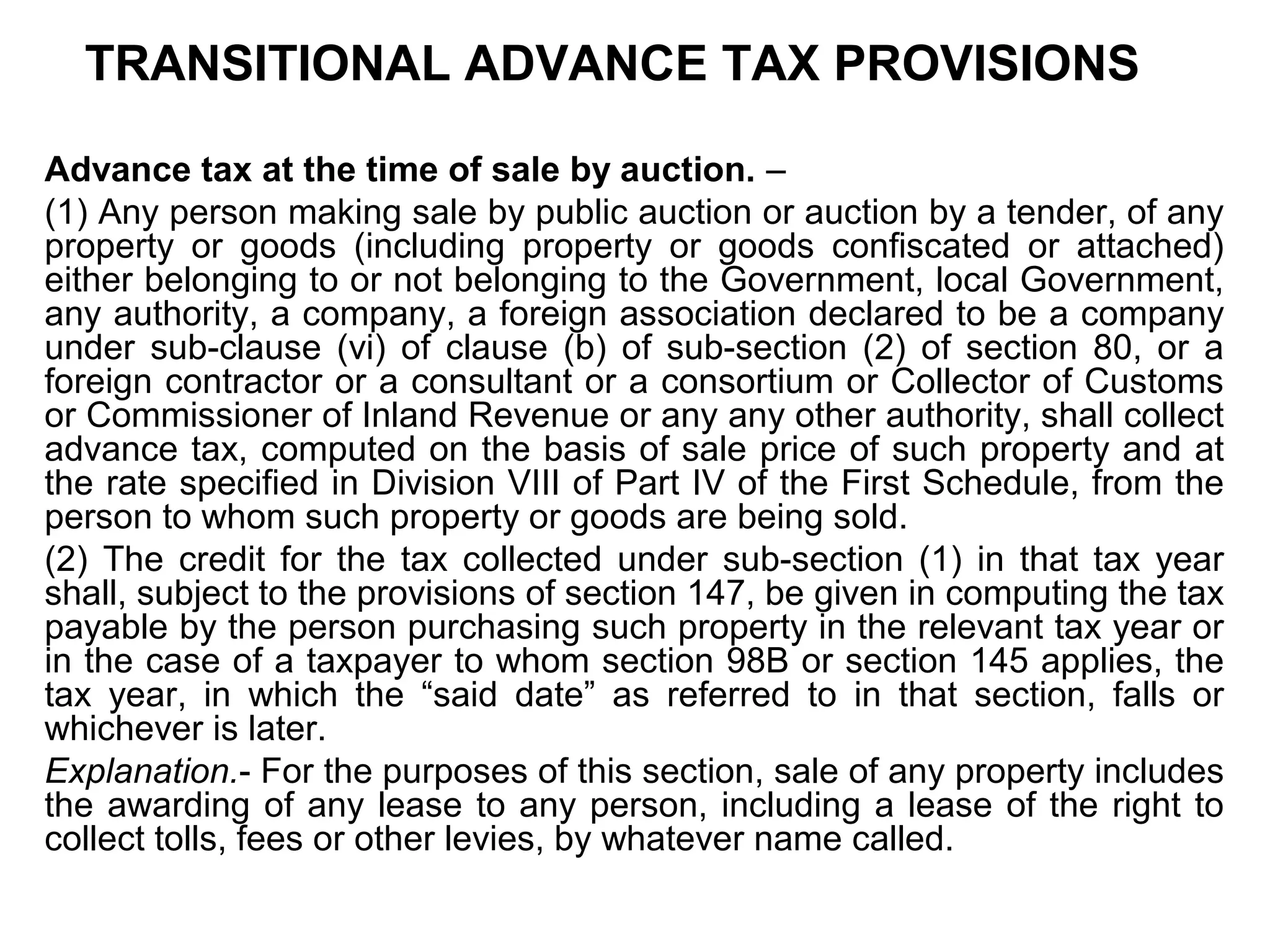 Transitional advance tax provisions | PPT