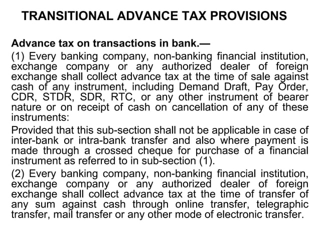 Transitional advance tax provisions | PPT