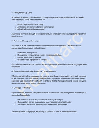 Transitional Care Management Best Practices for Care Teams | PDF