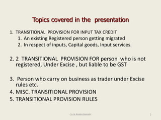 Transitional credit under gst | PPTX