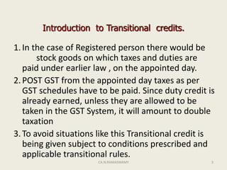 Transitional credit under gst | PPTX