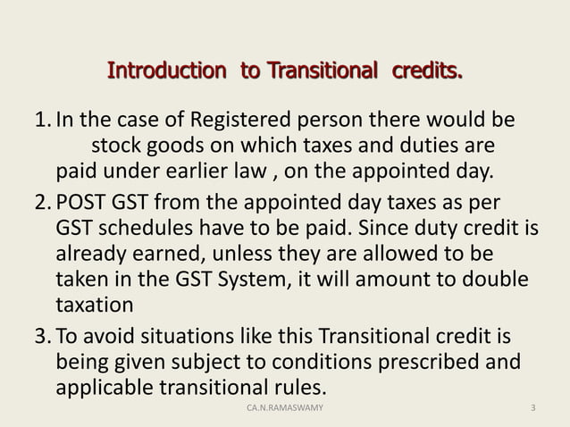 Transitional credit under gst | PPTX | Business Accounting & Finance ...