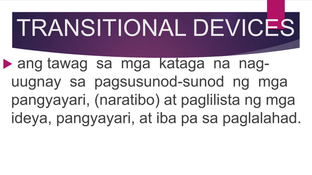 Transitional devices at pangatnig | PPTX