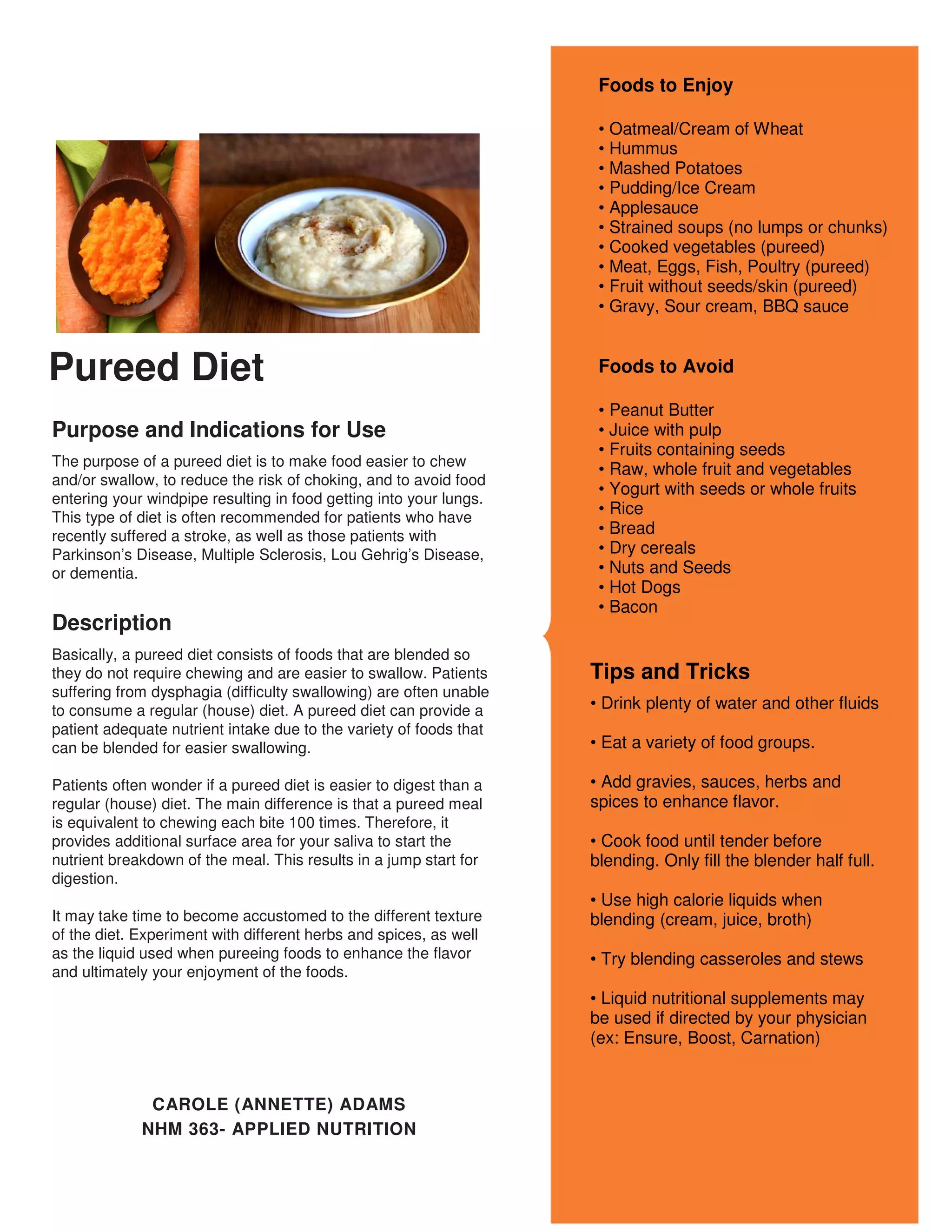 Transitional diet flyer | PDF
