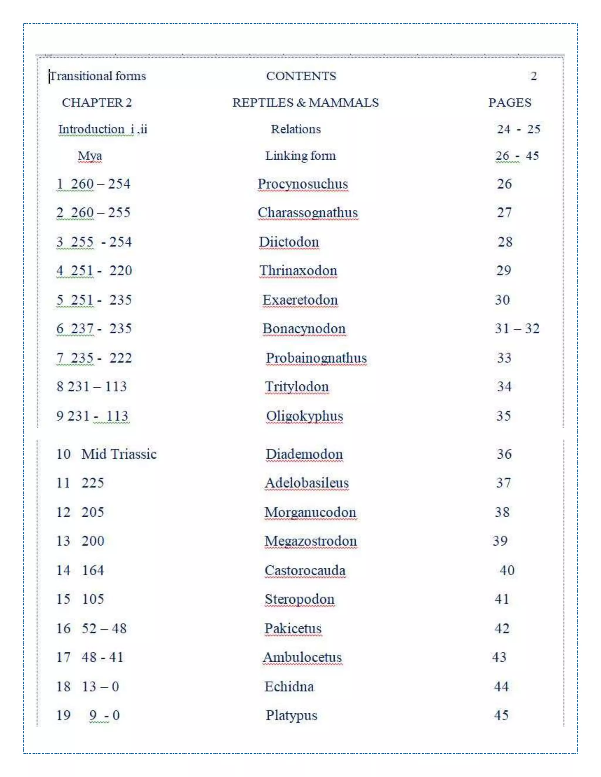 Transitional forms contents | PDF
