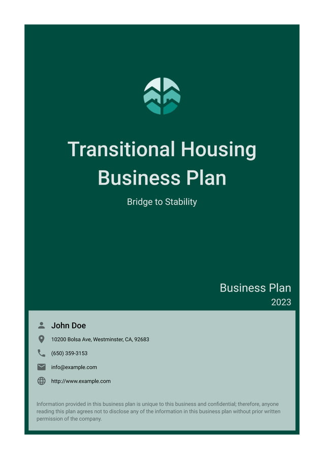 Transitional Housing Business Plan Example | PDF