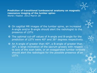 Transitional vertebrae radiology | PPTX