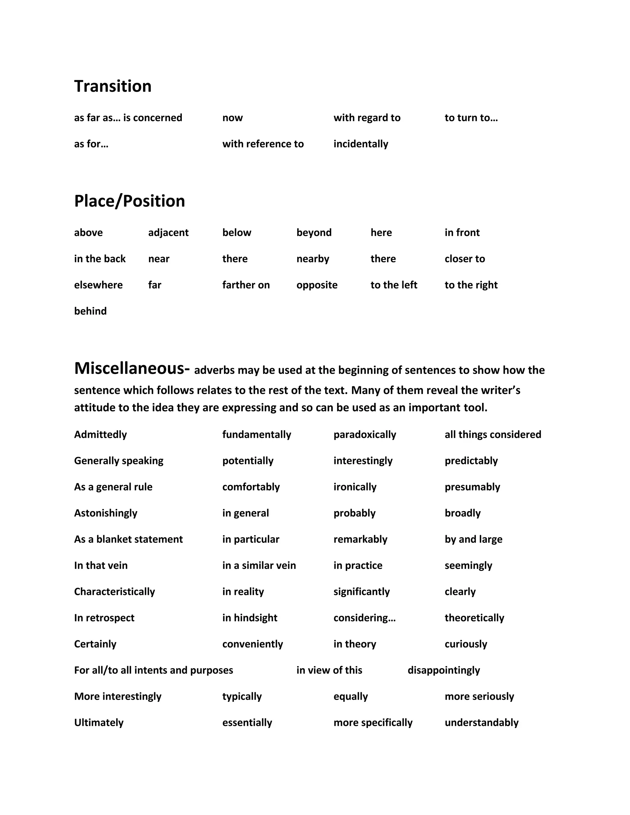 Transitional words | DOCX