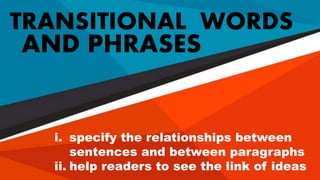 Transitional words and phrases | PPT