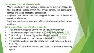 2nd Lecture on Transition & Inner Transition Elements | Chemistry Part I | 12th Std | PDF