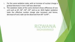 2nd Lecture on Transition & Inner Transition Elements | Chemistry Part I | 12th Std | PDF