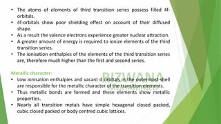 2nd Lecture on Transition & Inner Transition Elements | Chemistry Part I | 12th Std | PDF