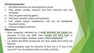 3rd Lecture on Transition & Inner Transition Elements | Chemistry Part I | 12th Std | PDF