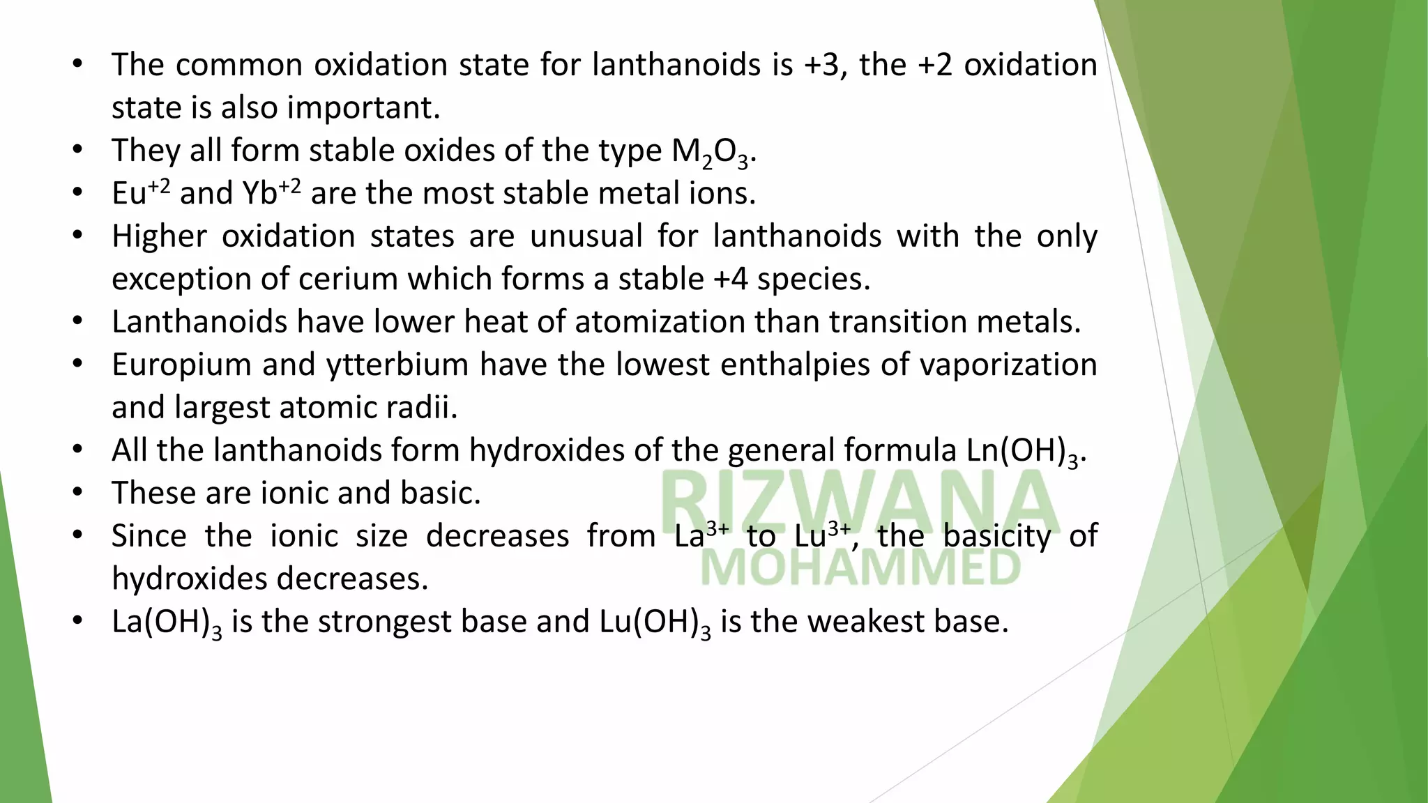 5th Lecture on Transition & Inner Transition Elements | Chemistry Part I | 12th Std | PPT