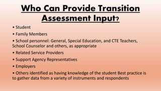 Transition assessment power point | PPTX