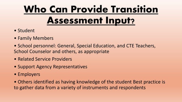 Transition assessment power point | PPTX | Educational Assessment ...