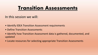 Transition assessment power point | PPTX