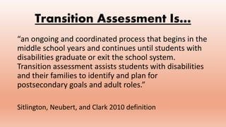 Transition assessment power point | PPTX