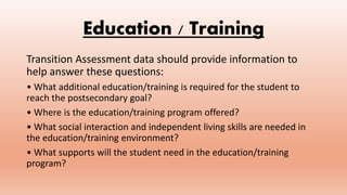 Transition assessment power point | PPTX